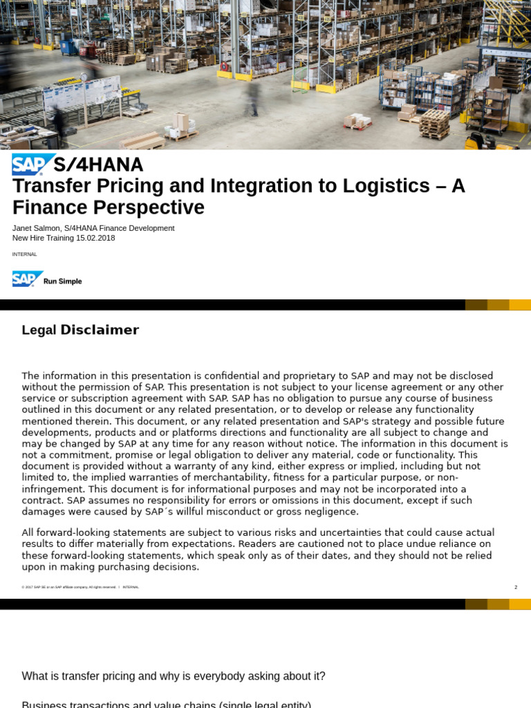 Transfer Pricing in SAP S/4HANA Finance | PDF | Valuation (Finance ...