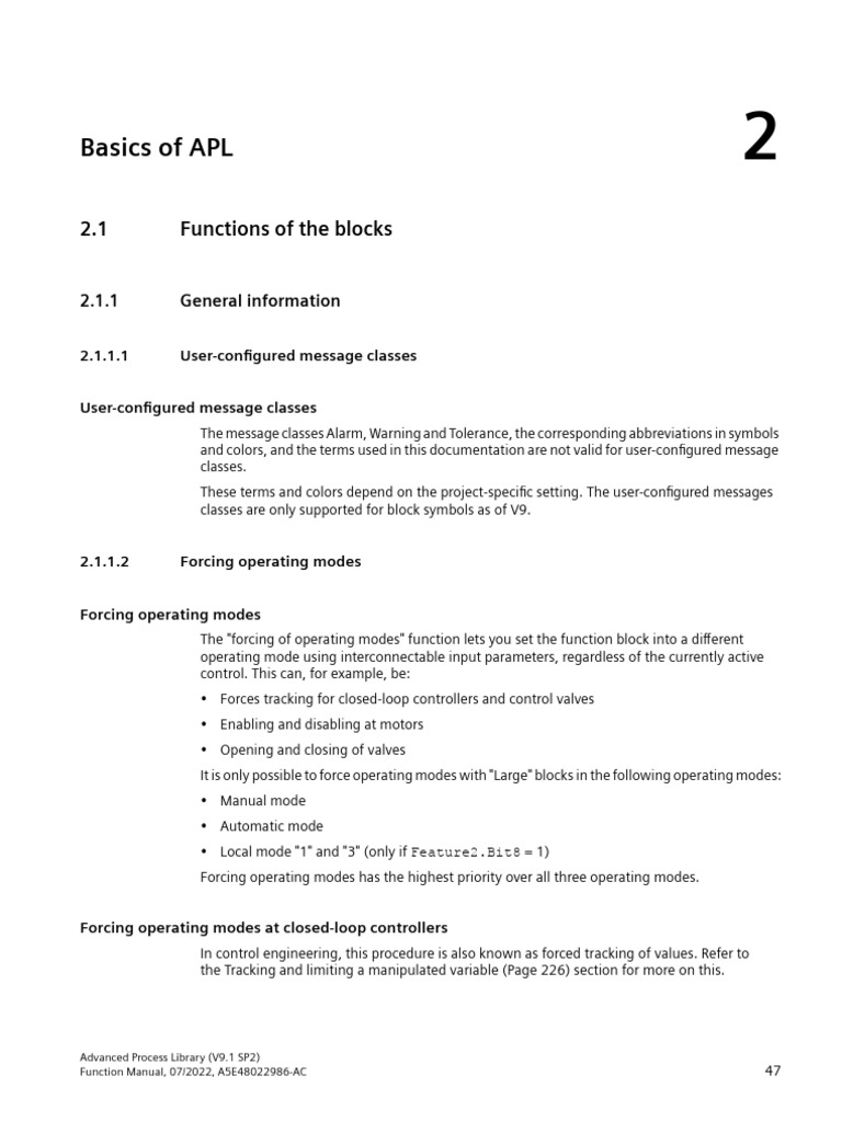 PCS 7 Advanced Process Library (V9.1 SP2) 2-Basics of APL (47-390) | PDF | Parameter (Computer ...