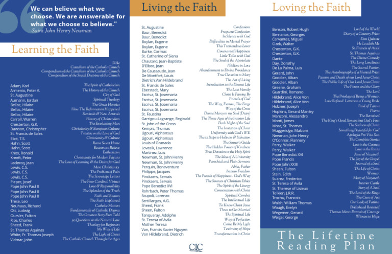 2021-Lifetime-Reading-Plan-PDF-1 | PDF | Catholic Church | Catechism