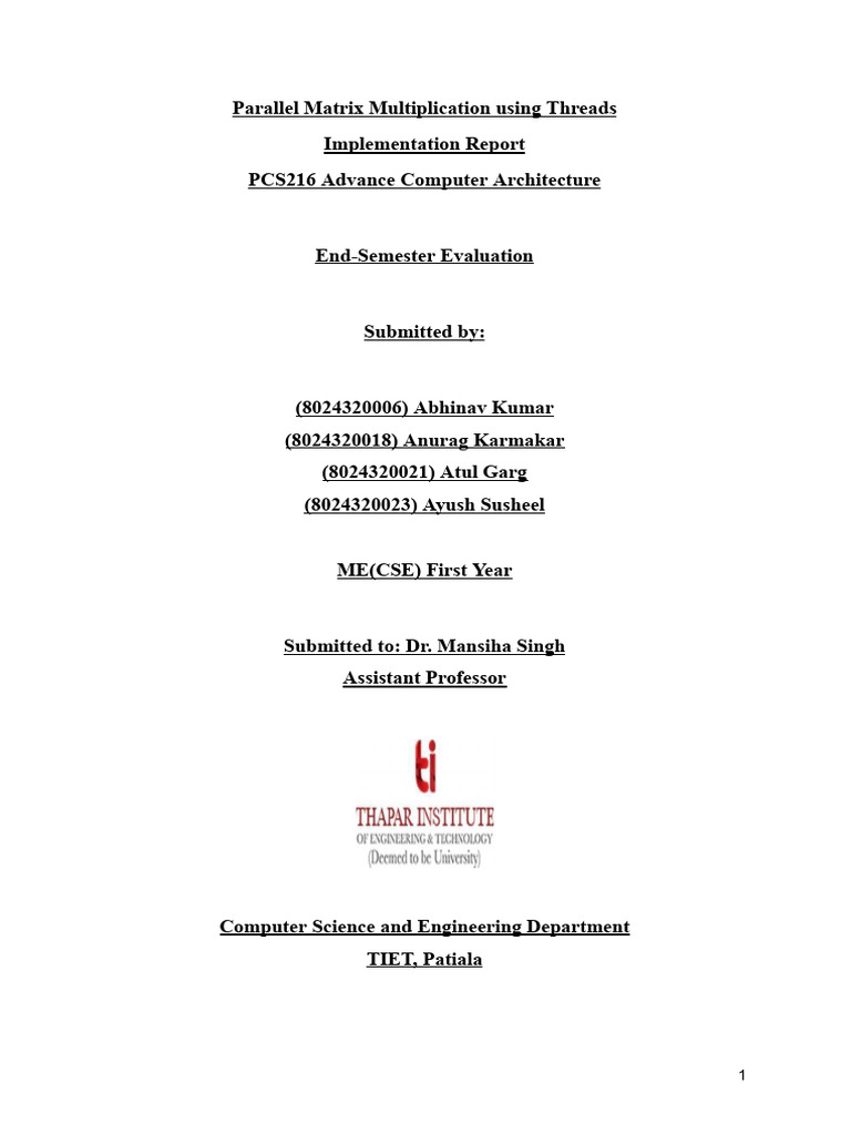 COA_Imple | PDF | Parallel Computing | Thread (Computing)