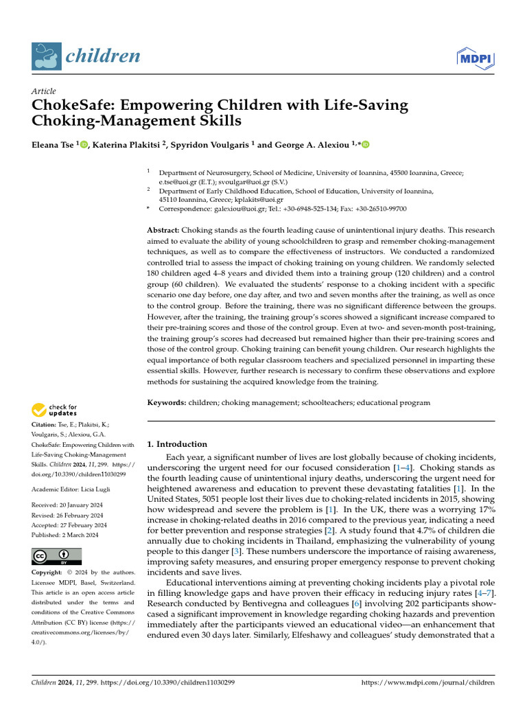 children-11-00299 | PDF | First Aid | Sampling (Statistics)
