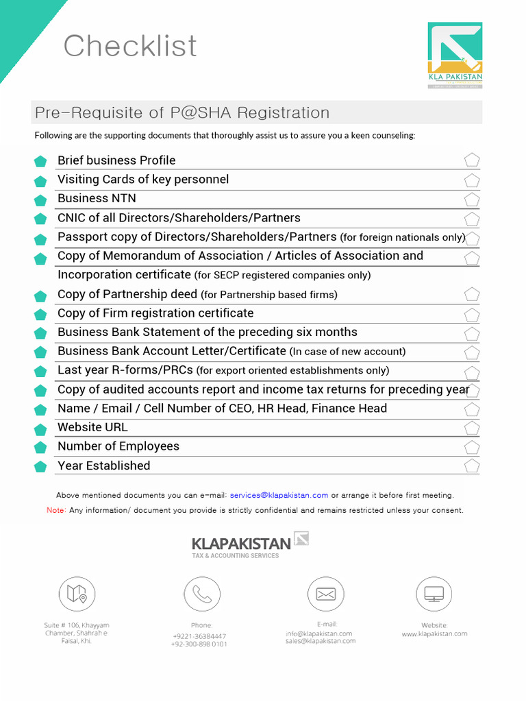 Checklist of P@SHA Registration | PDF