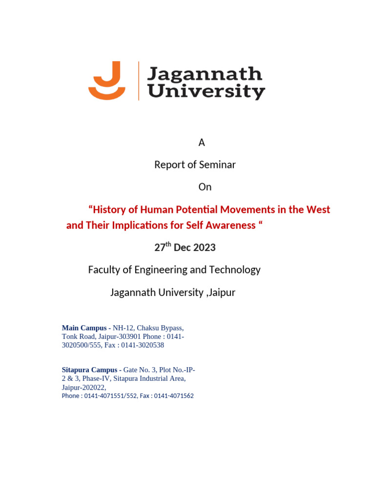 History of Human Potential Movements | PDF | Psychology