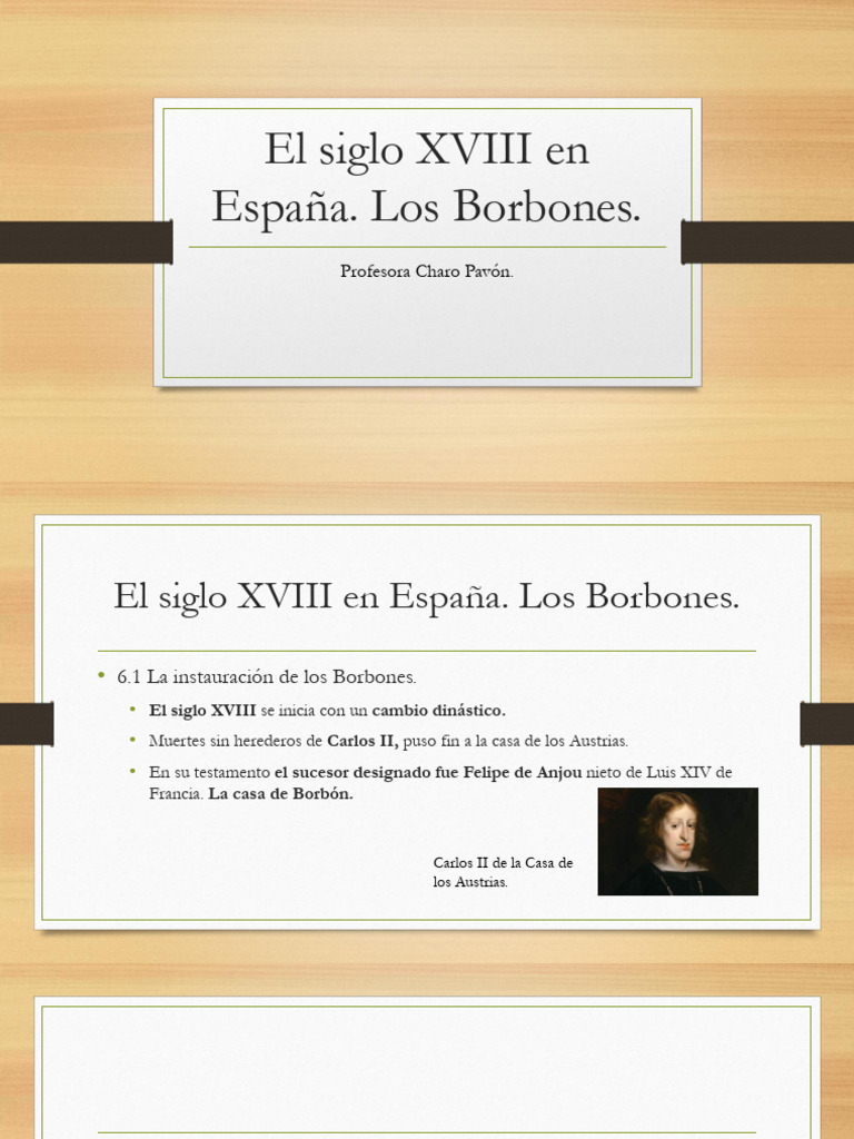 El Siglo XVIII en España. Los Borbones. | PDF | Imperio español | Casa de borbón