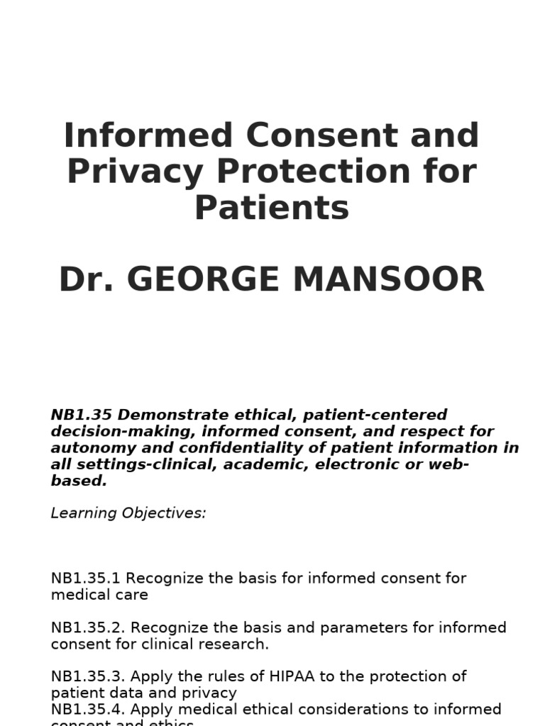 Consent and Privacy - WINTER 2022 | PDF | Health Insurance Portability ...
