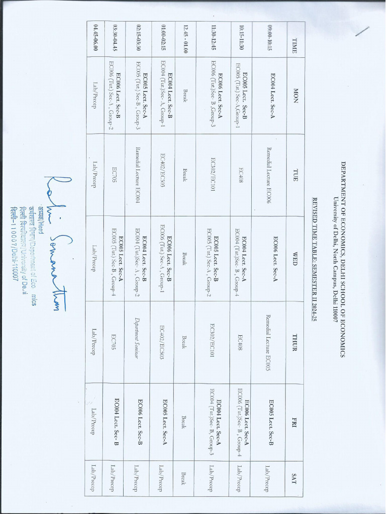 Revised Time-Table Semester-II,IV 2025 | PDF