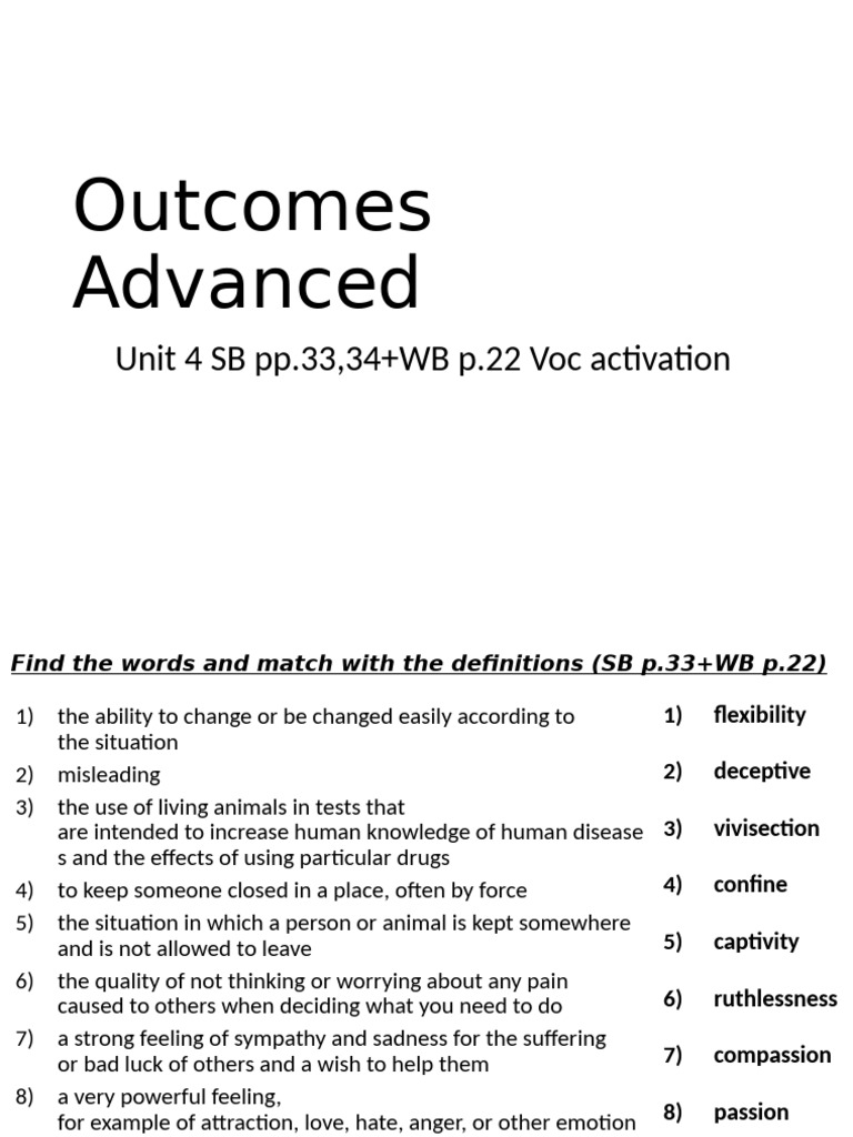 OA U4 SB p.33+WB p.22 Voc Activation | PDF | Emotions | Cognition