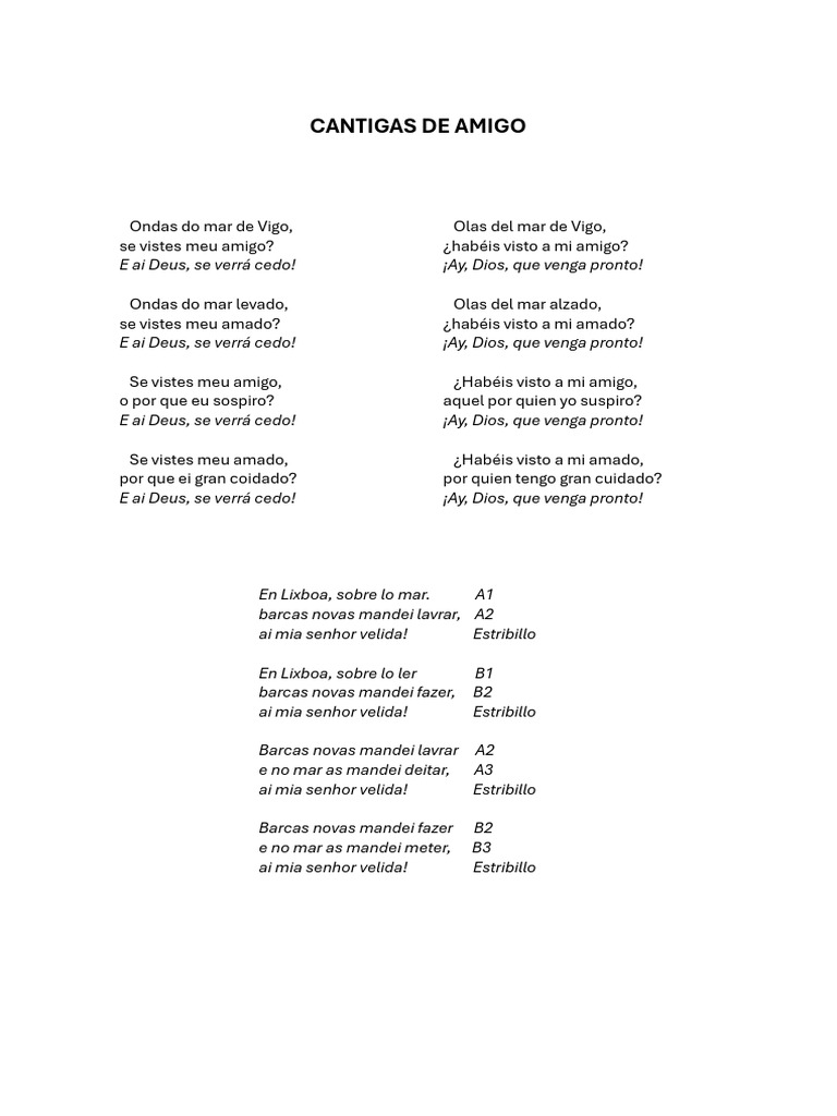 Cantigas de amigo | PDF