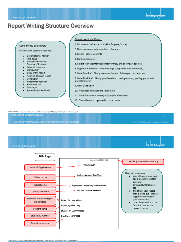 week 6- report writing (structure and sample) (1) | PDF | International ...