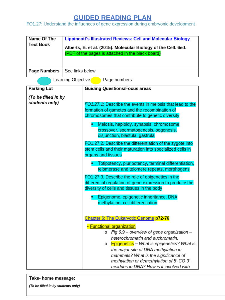 Reading Guide FO1.27 Gene Regulation | PDF | Regulation Of Gene ...