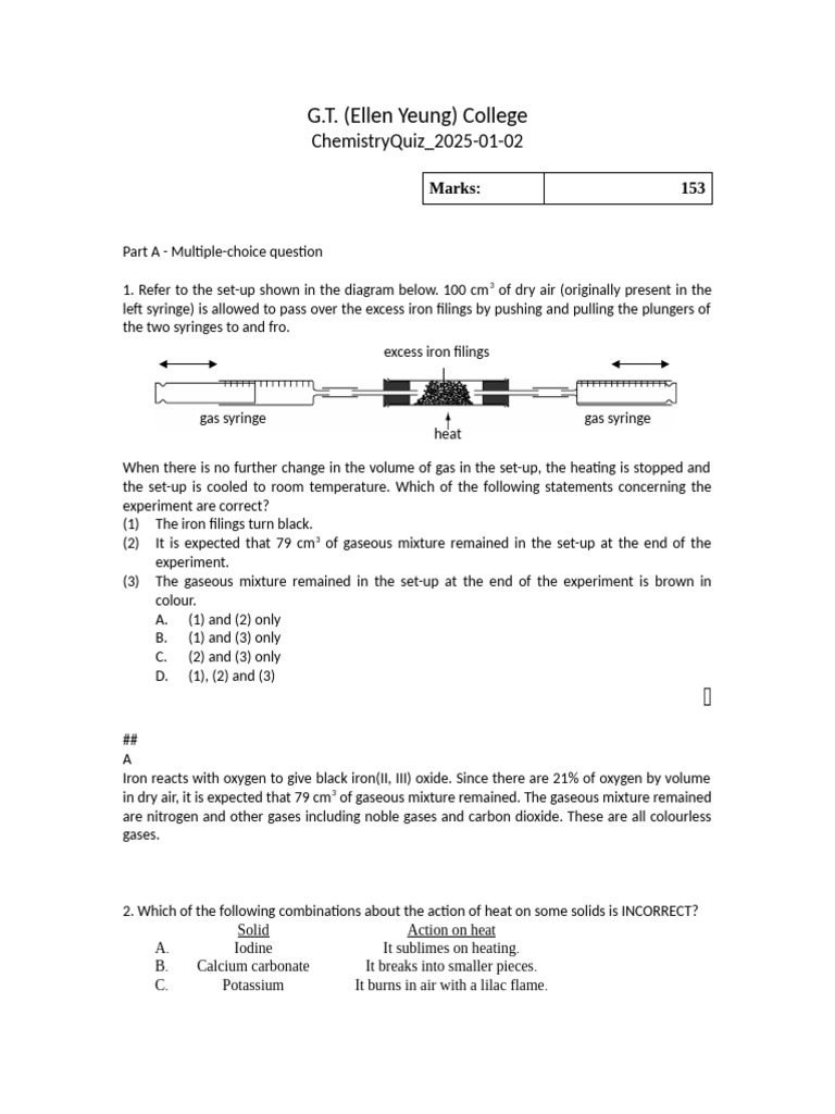 ChemistryQuiz 2025-01-02 Question and Answer 202501022318521351 | PDF ...