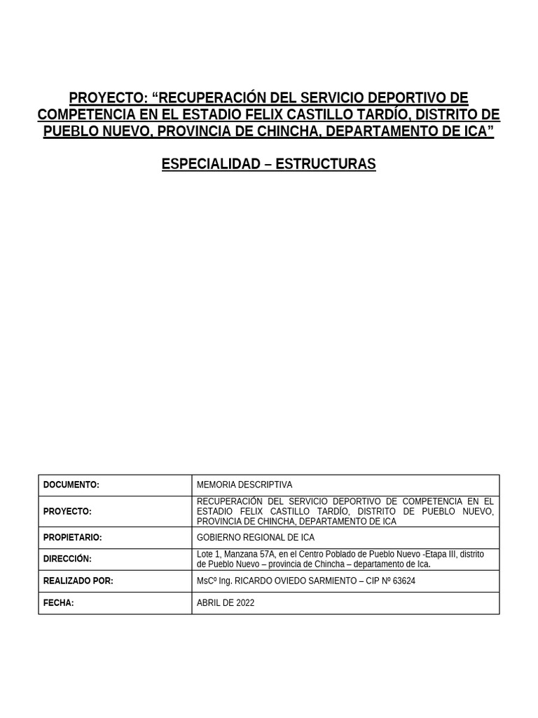 MD Estructuras de Concreto Armado Estadio - Ok | PDF | Hormigón | Concreto reforzado