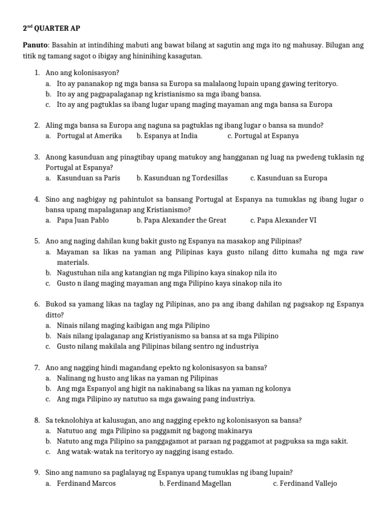 2nd QUARTER AP | PDF