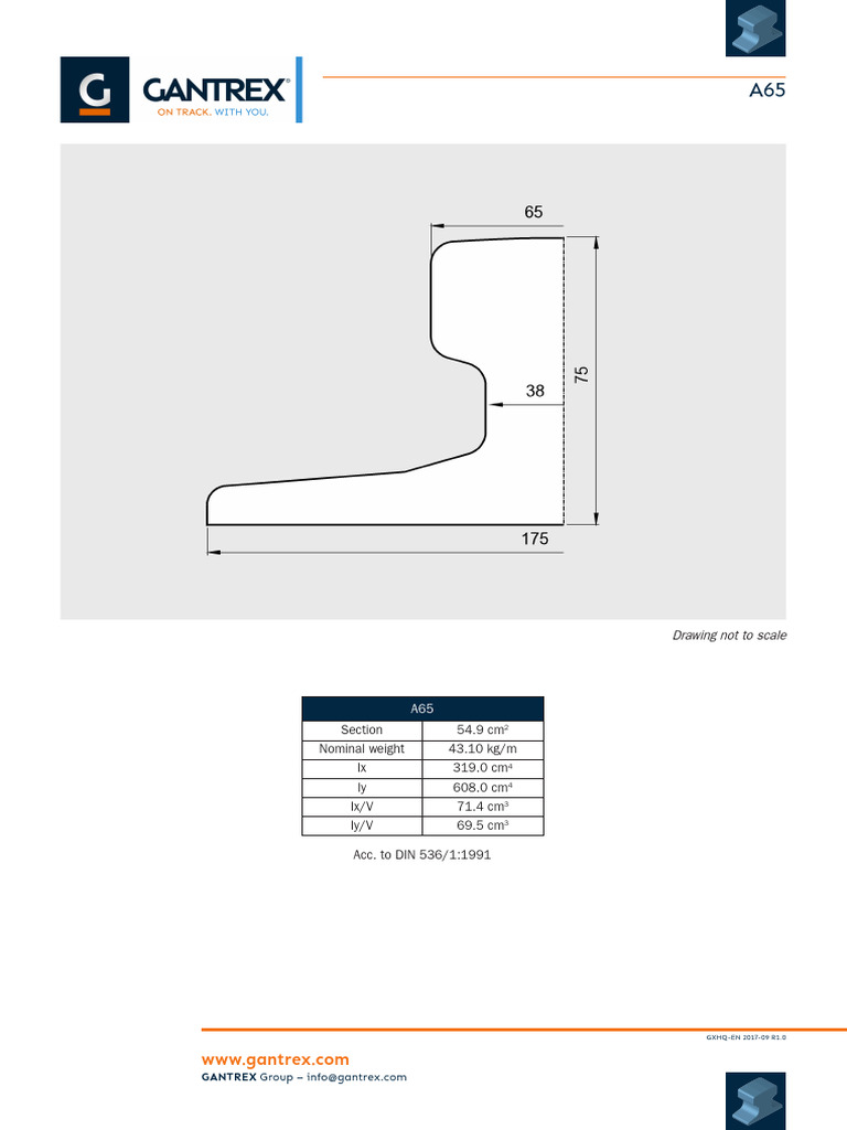A65 Rail Data Sheet - Metric | PDF