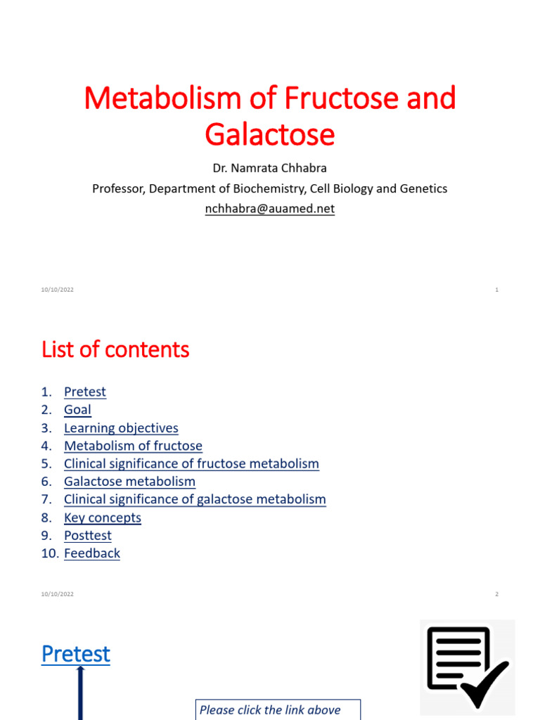 Fructose and Galactose Metabolism Overview | PDF | Fructose ...