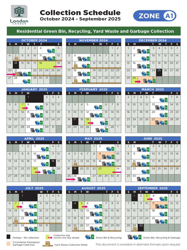 Waste and Recycling Collection Calendar Zone A1 | PDF | Municipal Solid ...
