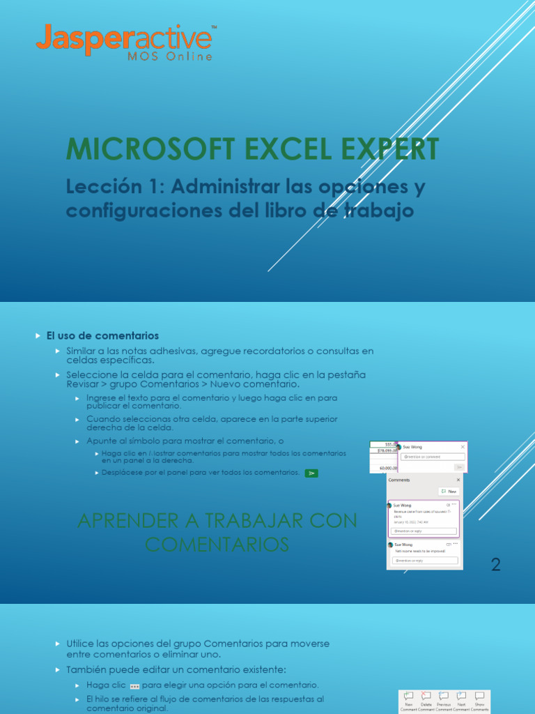 Microsoft Excel Expert: Lección 1: Administrar Las Opciones y Configuraciones Del Libro de ...
