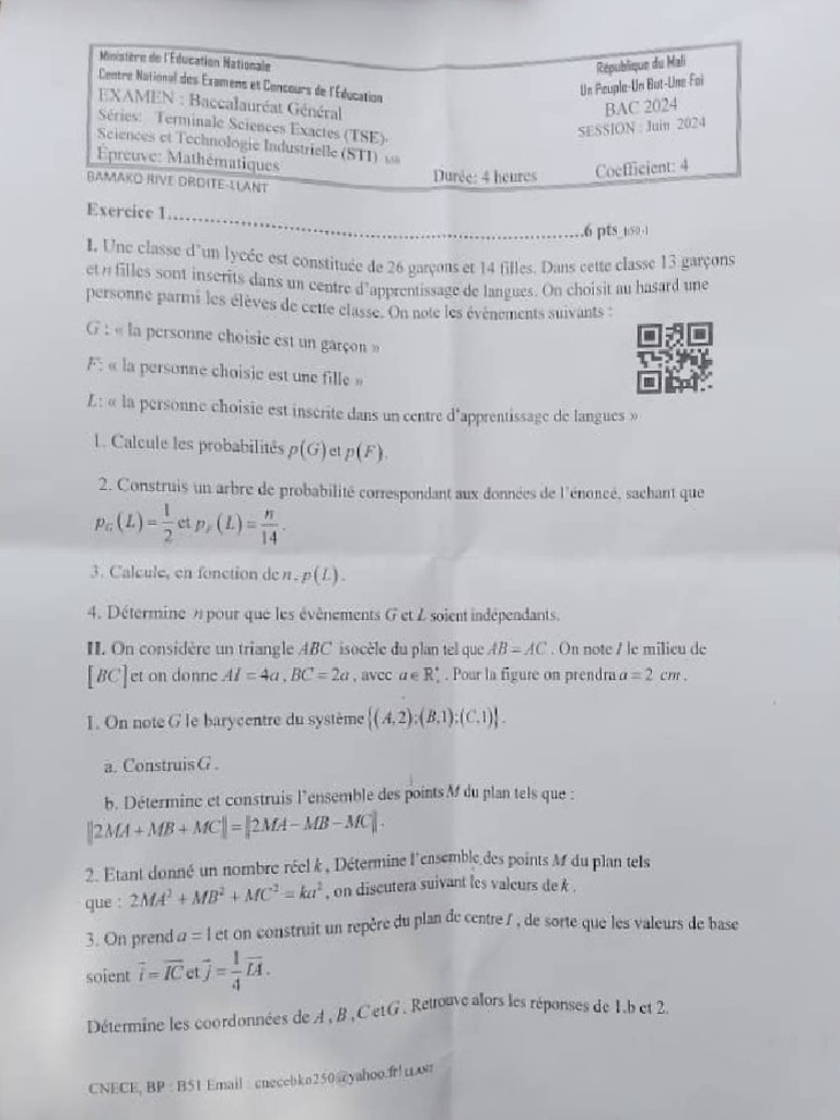 Bac Maths TSE 2024 | PDF