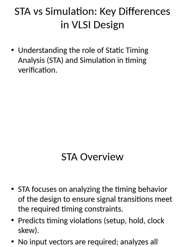 STA vs Simulation in VLSI Design | PDF