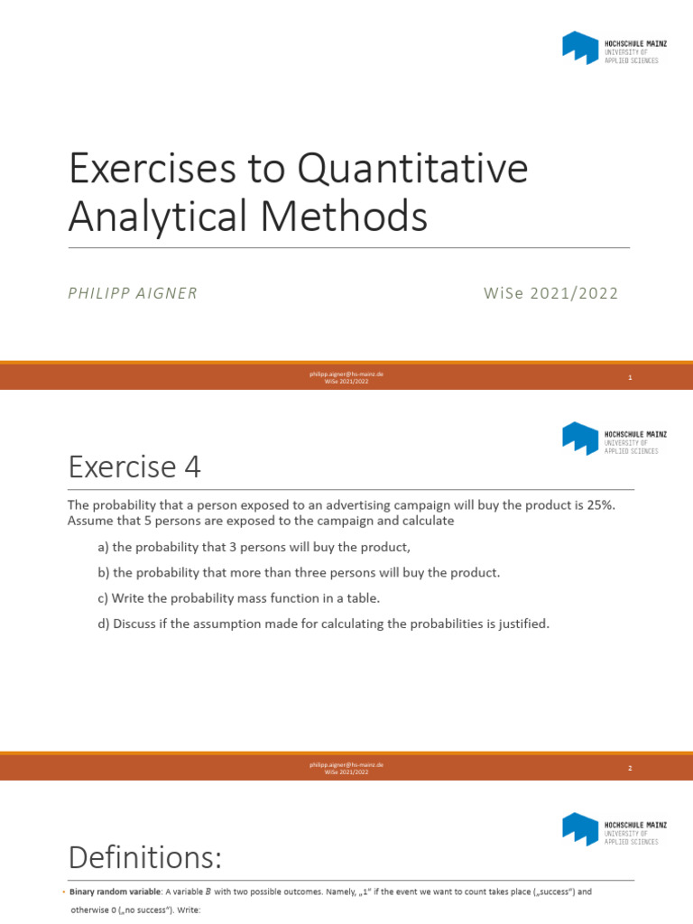 QAM_Exercise 4 | PDF | Random Variable | Probability Theory