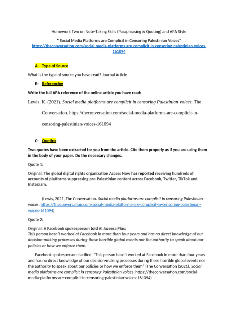 APA Homework 2 Question Sheet | PDF | Facebook | Social Media