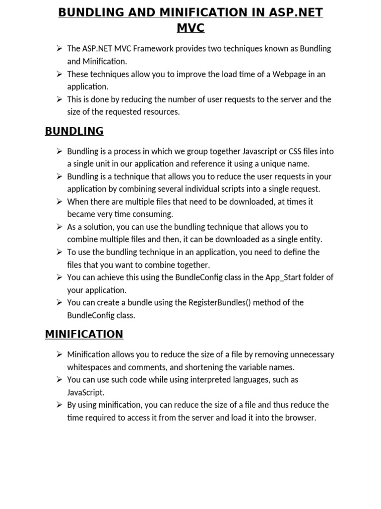 BUNDLING AND MINIFICATION IN MVC | PDF