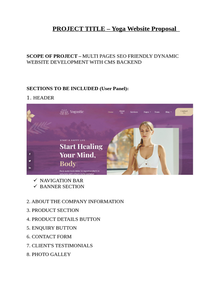 Yoga Website Proposal | PDF