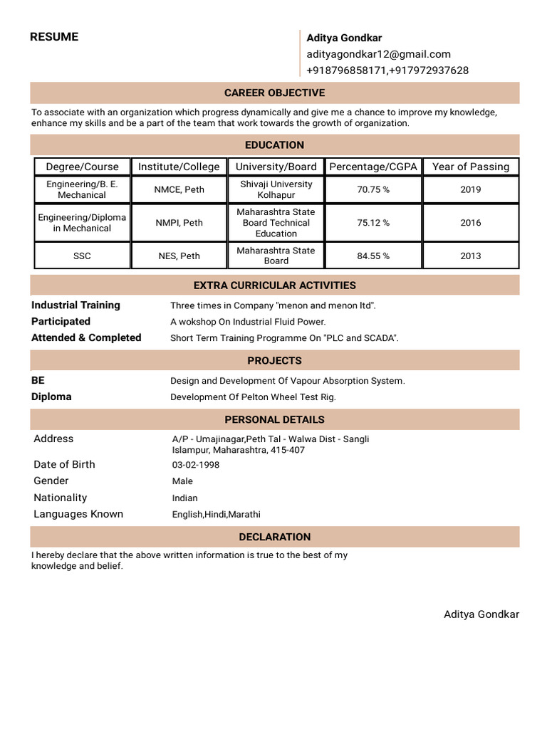 Resume Aditya | PDF