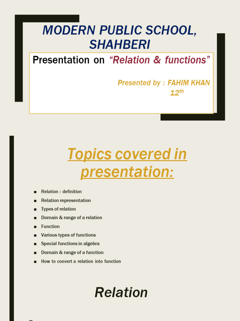 Maths PPT by Ritika Nagar On Relation & Functions | PDF | Function ...