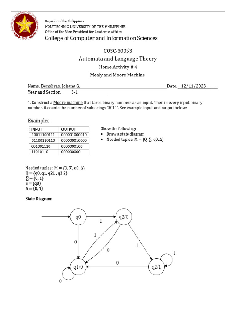 BENOLIRAO__COSC_30053_BSCS_3_1.pdf | PDF | Theoretical Computer Science | Formal Methods