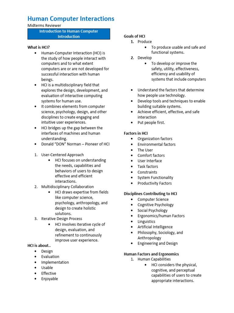 HCI Reviewer | PDF | Usability | Human–Computer Interaction