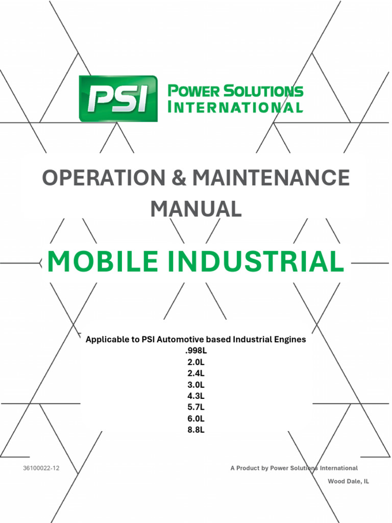 12 PSI Industrial Mobile Engine Owners Manual | PDF | Gasoline | Motor Oil