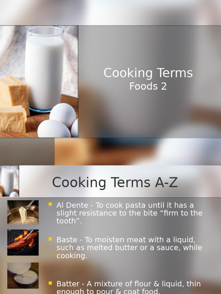 S1S2 Foods2CookingTerms | PDF | Cooking | Simmering