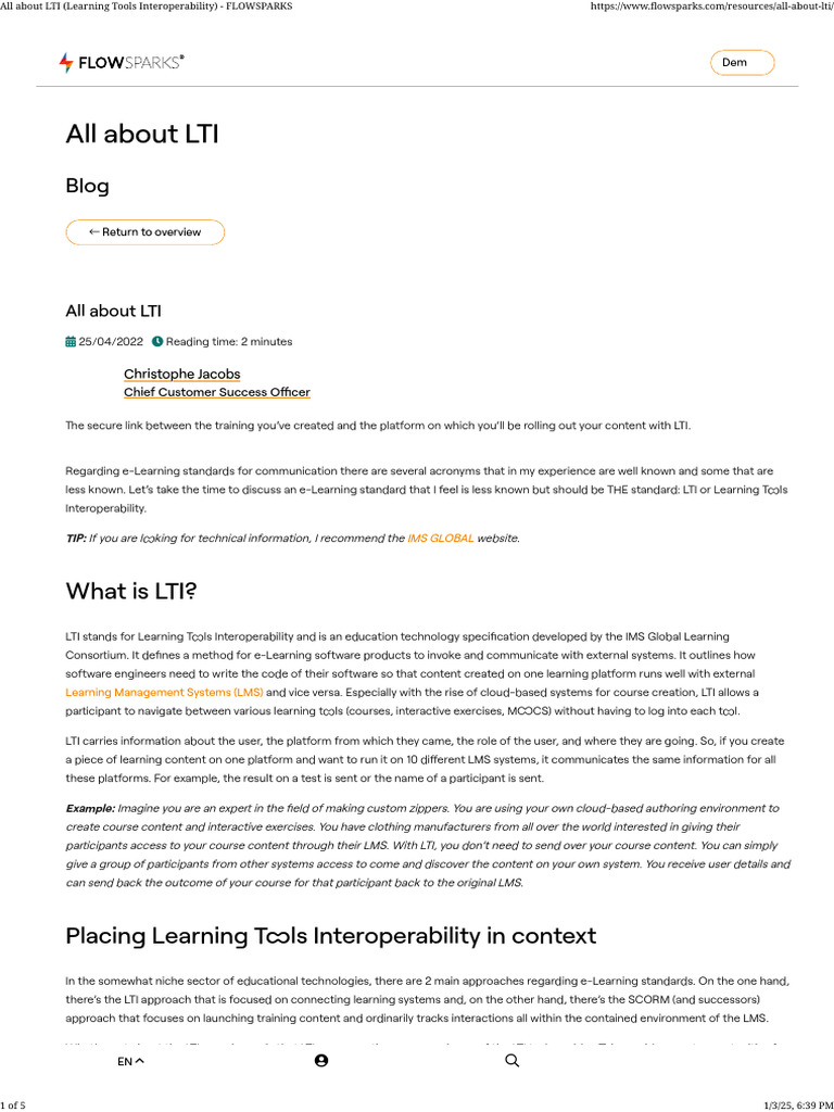 All about LTI (Learning Tools Interoperability) - FLOWSPARKS | PDF | Educational Technology ...