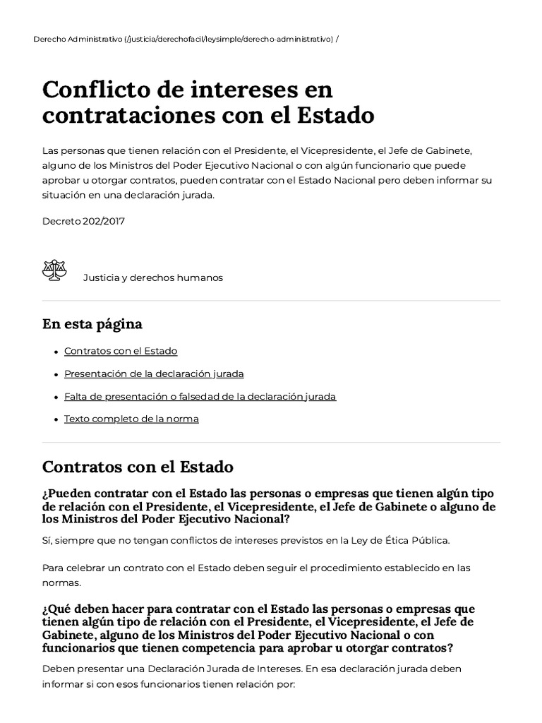 Ley Simple - Conflicto de Intereses en Contrataciones Con El Estado ...