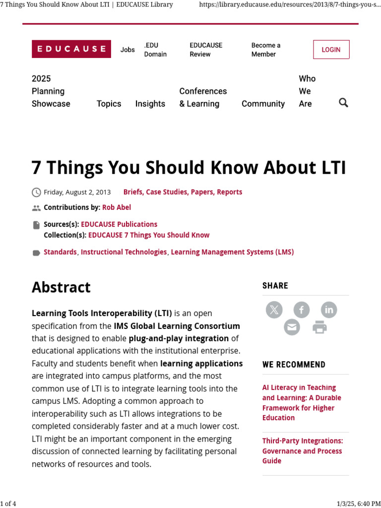 7 Things You Should Know About LTI - EDUCAUSE Library | PDF ...