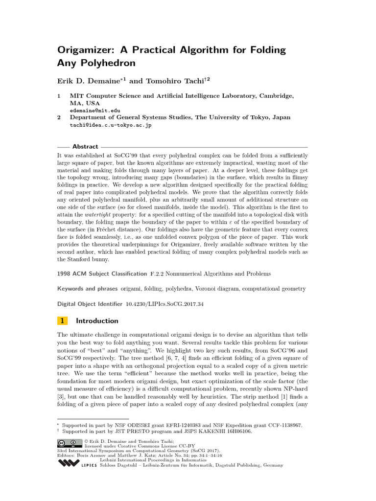 Origamizer-A Practical Algorithm For Folding Any Polyhedron | PDF ...