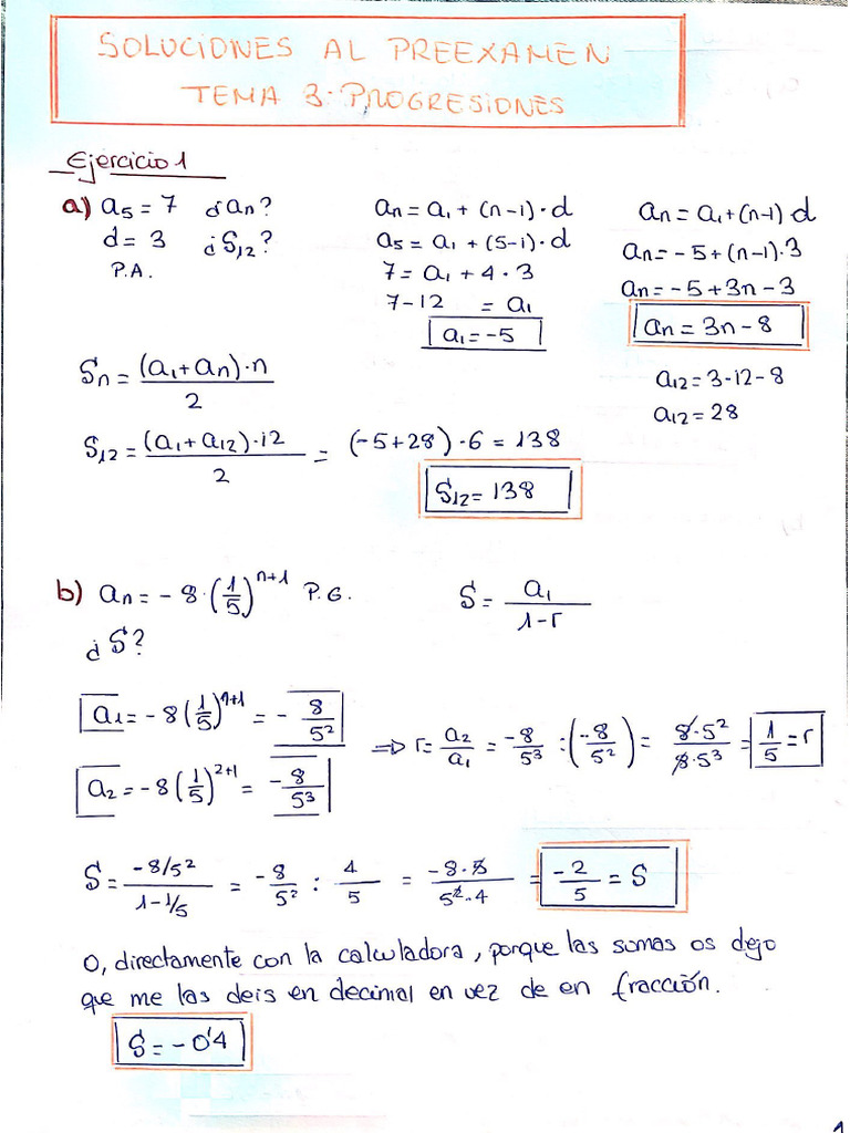Solución Preexamen Progresiones | PDF