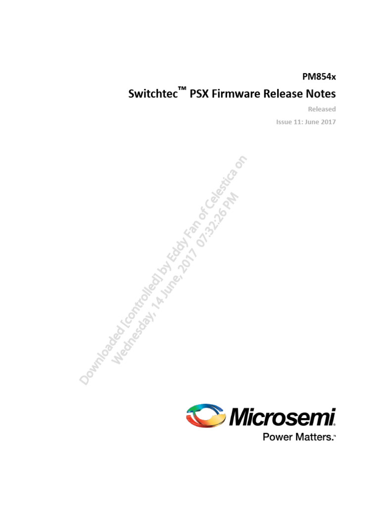 Microsemi PSX FW Rel Notes 309431 | PDF | Booting | Computer Hardware
