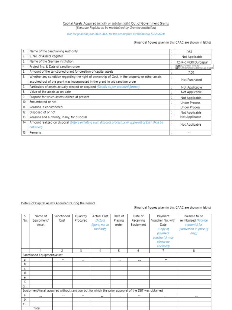 Format of Capital Assets Acquired Certificate (CAAC) | PDF | Economies | Business