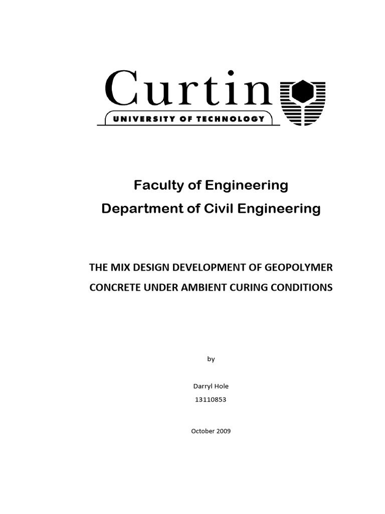 Geopolymer Concrete Mix Design Study | PDF | Cement | Concrete
