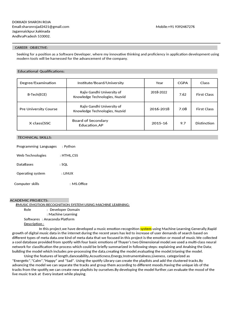 Sharon Roja | PDF | Machine Learning | Metadata