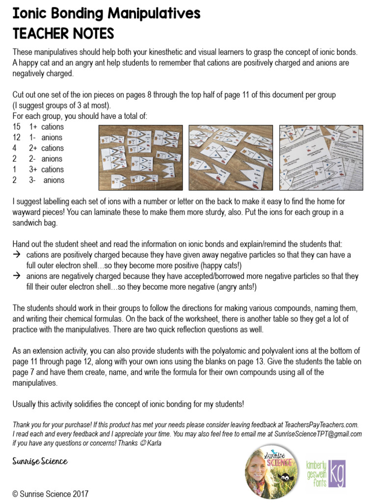 Sunrise Science | PDF | Ion | Ionic Bonding