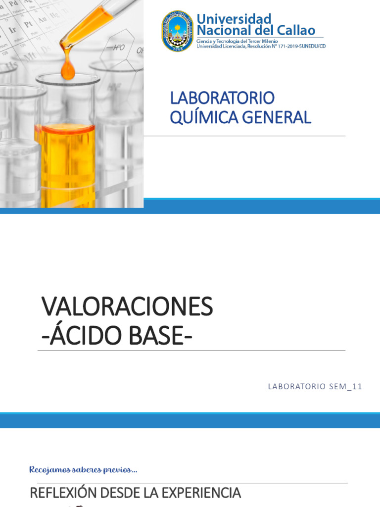 QUÍMICA LABORATORIO - VALORACIONES ACIDO - BASE | PDF | Valoración | Química