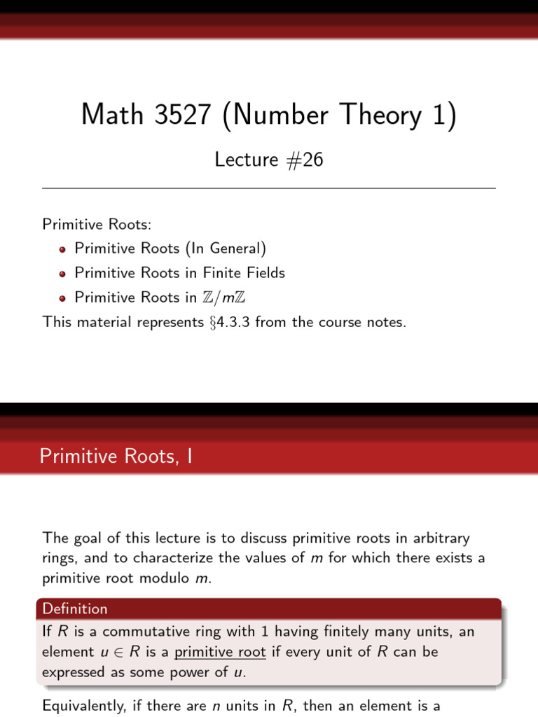 Understanding Primitive Roots in Number Theory | PDF | Field ...