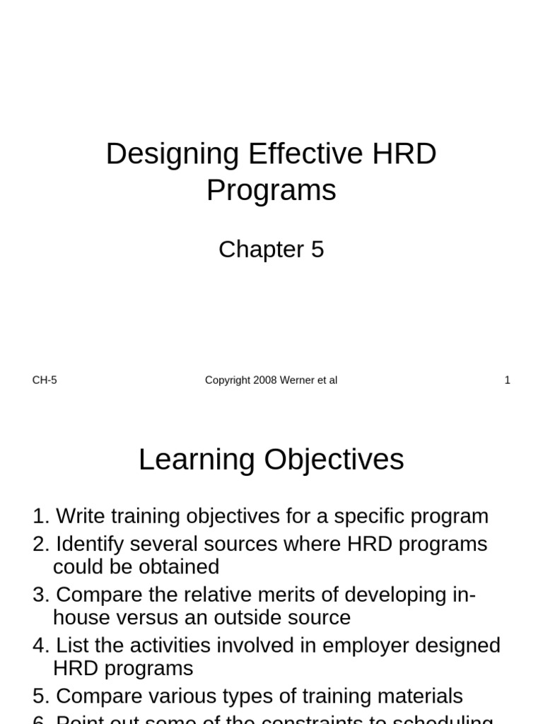 Chap 05 Designing Effective HRD Programs | PDF | Needs Assessment | Expert