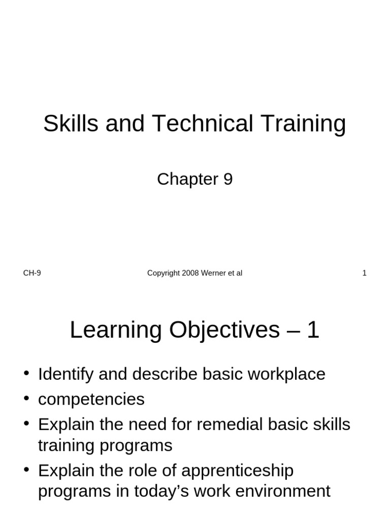 Chap 09 Skills and Technical Training | PDF | Occupational Safety And ...