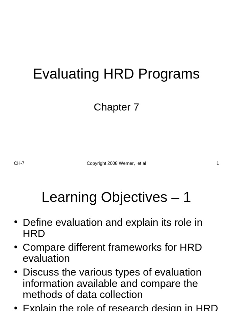 Chap 07 Evaluating HRD Programs | PDF | Evaluation | Psychology