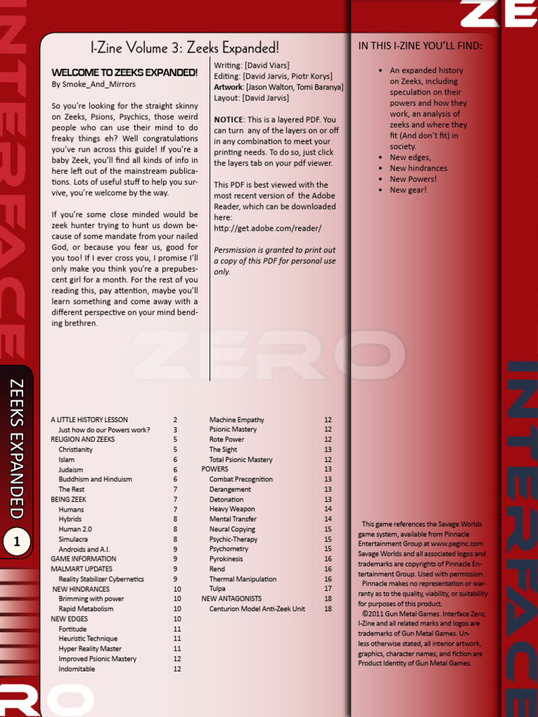 Savage Worlds - Interface Zero - I-Zine Volume 3 | PDF | Theory ...