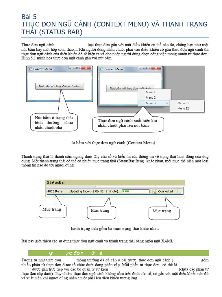 WPF-Lesson 5 - Context Menu - StatusBar | PDF WPF-Lesson 5 - Context Menu - StatusBar | PDF